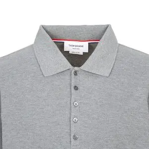 Thom Browne 4-bar Long-sleeve Polo Shirt - Medium Grey
