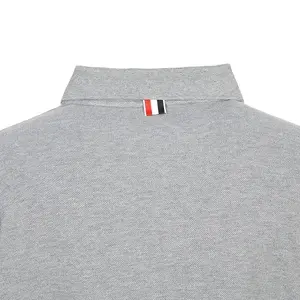 Thom Browne 4-bar Long-sleeve Polo Shirt - Medium Grey