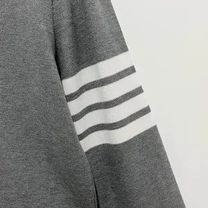 Thom Browne 4-bar Long-sleeve Polo Shirt - Medium Grey