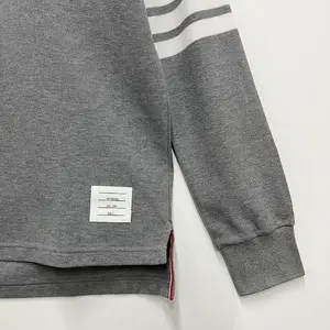Thom Browne 4-bar Long-sleeve Polo Shirt - Medium Grey