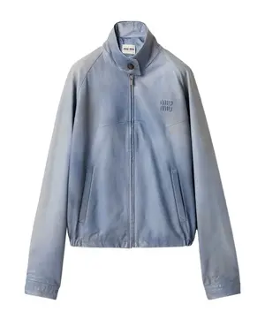 Miu Miu Nappa Leather Jacket - Sea-blue
