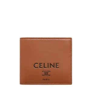 Celine Bi-fold Wallet In Smooth Lambskin - Tan/black