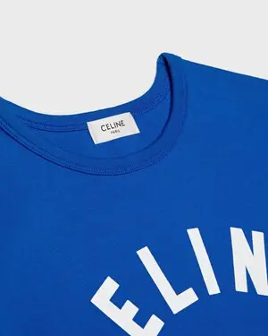 Celine Ribbed Cotton Jersey T-shirt With Logo
