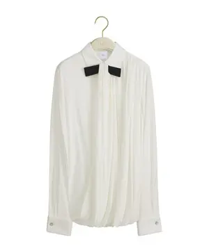 Dior Long-sleeved Pleated Shirt With Bow Detail - No