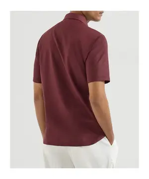 Brunello Cucinelli Virgin Wool Poplin Polo Shirt With Chest Pocket And Logo - Red