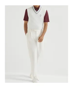 Brunello Cucinelli Virgin Wool Poplin Polo Shirt With Chest Pocket And Logo - Red