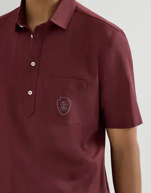 Brunello Cucinelli Virgin Wool Poplin Polo Shirt With Chest Pocket And Logo - Red