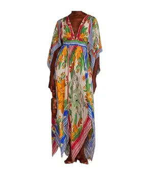 Farm Rio Tropical Print Kimono Sleeve Midi Dress - Multicolor