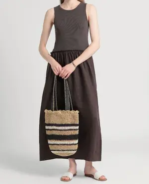 Max & Co. Max&co. Sleeveless Linen Jersey Dress With Gathered Ruffles