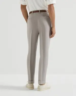Brunello Cucinelli Garment-dyed Linen Gabardine Trousers With Pleat - Gray