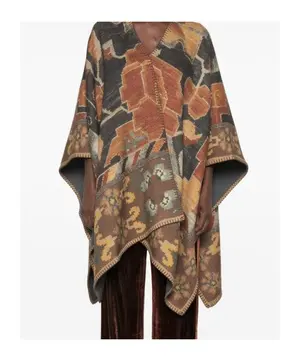 PIERRE-LOUIS MASCIA Pancake Abstract-pattern Blanket-stitch Cape