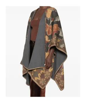 PIERRE-LOUIS MASCIA Pancake Abstract-pattern Blanket-stitch Cape