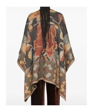 PIERRE-LOUIS MASCIA Pancake Abstract-pattern Blanket-stitch Cape