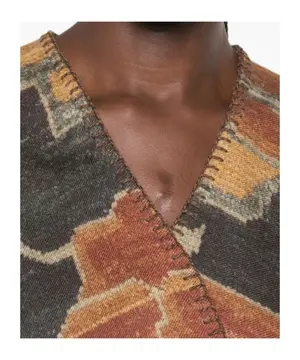 PIERRE-LOUIS MASCIA Pancake Abstract-pattern Blanket-stitch Cape