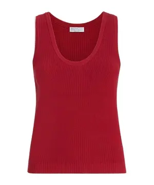 Brunello Cucinelli Ribbed Tank Top - Ruby