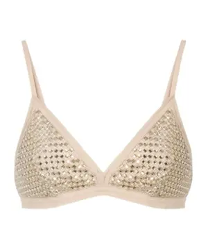 Pinko Crystal-embellished Triangle Bra - Nude
