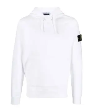 Stone Island Hoodie Cotton Fleece - White