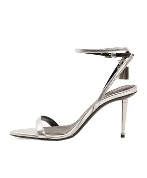 TOM FORD Pointed-toe High-heeled Sandals With Ankle Strap And Buckle Detail - Silver