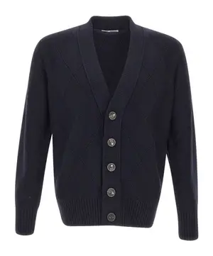KANGRA Diamond-knit V-neck Cardigan