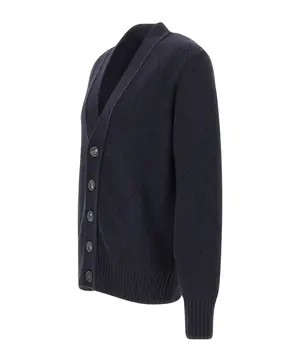 KANGRA Diamond-knit V-neck Cardigan