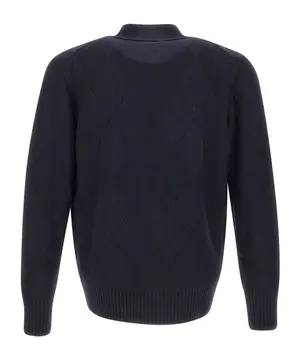 KANGRA Diamond-knit V-neck Cardigan