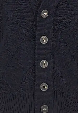 KANGRA Diamond-knit V-neck Cardigan