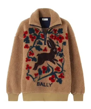 Bally Half-zip Fleece Top With Floral Jacquard
