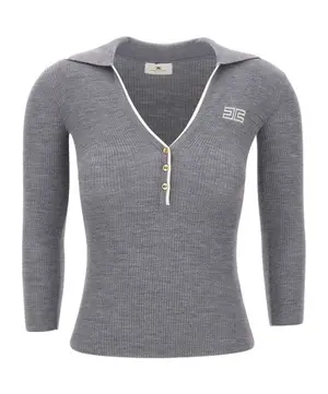 Elisabetta Franchi Ribbed Polo Top