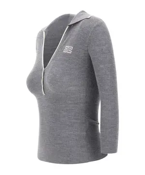 Elisabetta Franchi Ribbed Polo Top