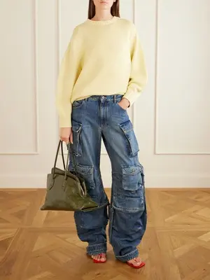 Attico High-waist Loose Wide-leg Cargo Denim Jeans