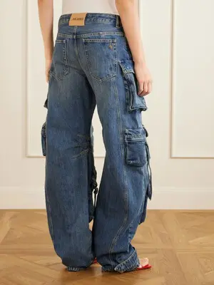 Attico High-waist Loose Wide-leg Cargo Denim Jeans