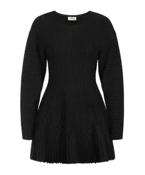 Elisabetta Franchi Pleated Hem Knitted Dress