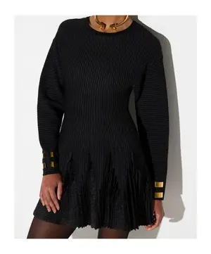 Elisabetta Franchi Pleated Hem Knitted Dress