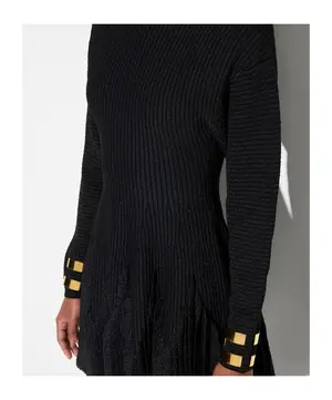 Elisabetta Franchi Pleated Hem Knitted Dress