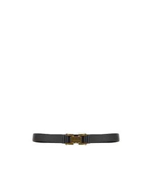 Elisabetta Franchi Pebbled Logo Buckle Belt - Black