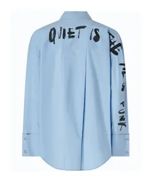 Pinko Quiet Is The New Punk" Cotton Shirt With French Cuffs