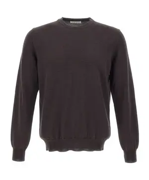 KANGRA Crew-neck Ribbed-trim Sweater - Black