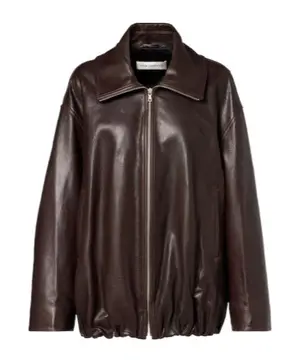 Nour Hammour Elisse Leather Bomber Jacket - Black