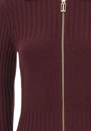 Victoria Beckham Ribbed Zip-up Cardigan