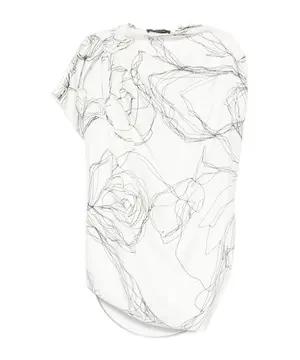 Fabiana Filippi Short-sleeved T-shirt With Floral Print And Asymmetrical Hem