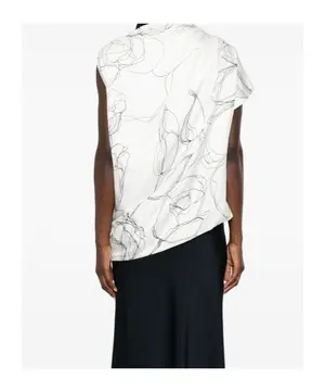 Fabiana Filippi Short-sleeved T-shirt With Floral Print And Asymmetrical Hem