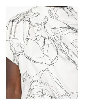 Fabiana Filippi Short-sleeved T-shirt With Floral Print And Asymmetrical Hem