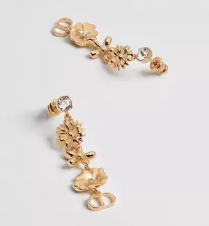 Dior Cd Multi Flowers Earrings With Crystals