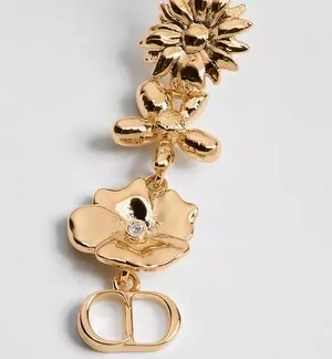 Dior Cd Multi Flowers Earrings With Crystals