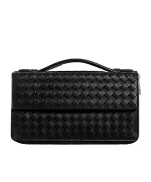 Bottega Veneta Intrecciato Piccolo Zip-around Organizer - Black