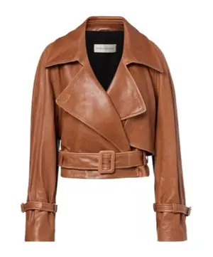 Nour Hammour Hatti Cropped Leather Biker Jacket