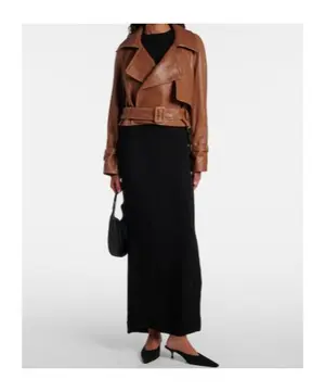 Nour Hammour Hatti Cropped Leather Biker Jacket
