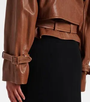 Nour Hammour Hatti Cropped Leather Biker Jacket
