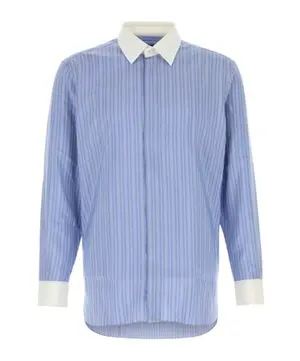 TOM FORD Contrast Collar Striped Shirt - Blue