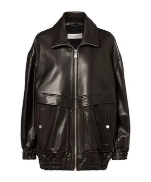 Nour Hammour Beck Leather Bomber Jacket - Black